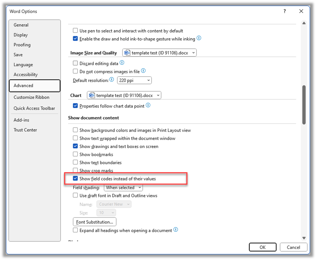 Word Shows Field Codes Instead of Values from M-Files Templates